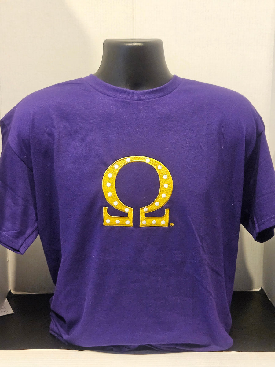 OMEGA PSI PHI OLDGOLD(Purple Omega)Tee – KLASSY GREEK EMBLEMS