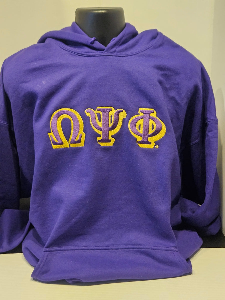 OMEGA PSI PHI OLD GOLD HOODIE (3D Letters) – KLASSY GREEK EMBLEMS