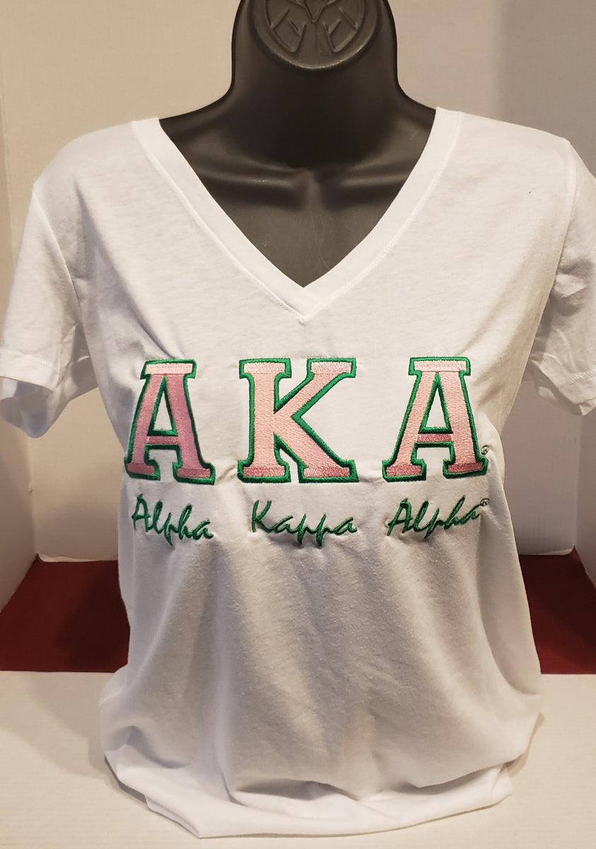 AKA (BOLD)V-NECK TEE (green),aka tees,aka tshirts,alpha kappa alpha ...